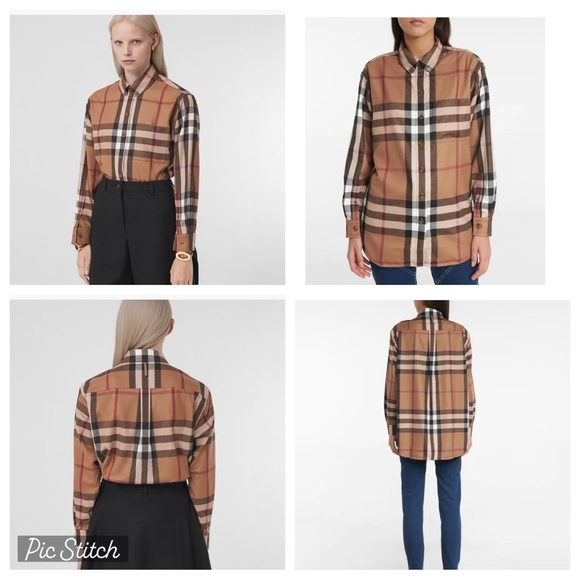Burberry | Tops | Burberry Check Wool Oversized Shirt | Poshmark